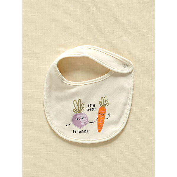 Baskılı Organik Pamuklu Bebek Mama Önlüğü