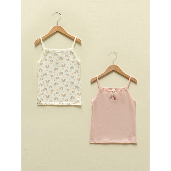 Desenli Organik Pamuklu Kız Çocuk Atlet 2'li