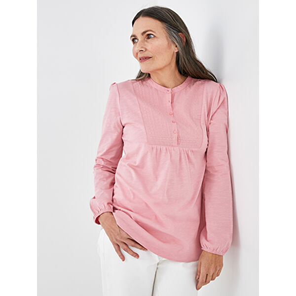 LCW GRACE Bisiklet Yaka Düğme Detaylı Nakışlı Bluz LCW GRACE Bisiklet Yaka Düğme Detaylı Nakışlı Bluz