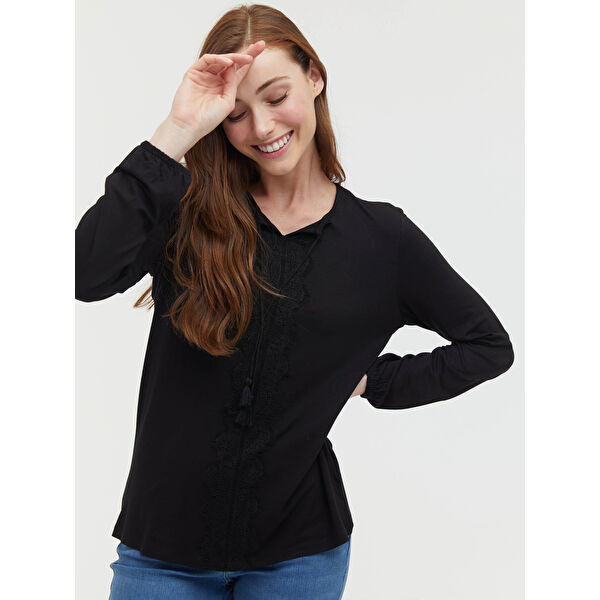 LCW GRACE Yakası Bağlama Detaylı Viskon Bluz