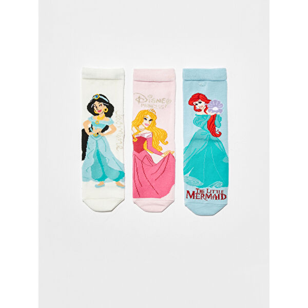 Disney Princess Desenli Kız Çocuk Soket Çorap 3'lü Disney Princess Desenli Kız Çocuk Soket Çorap 3'lü