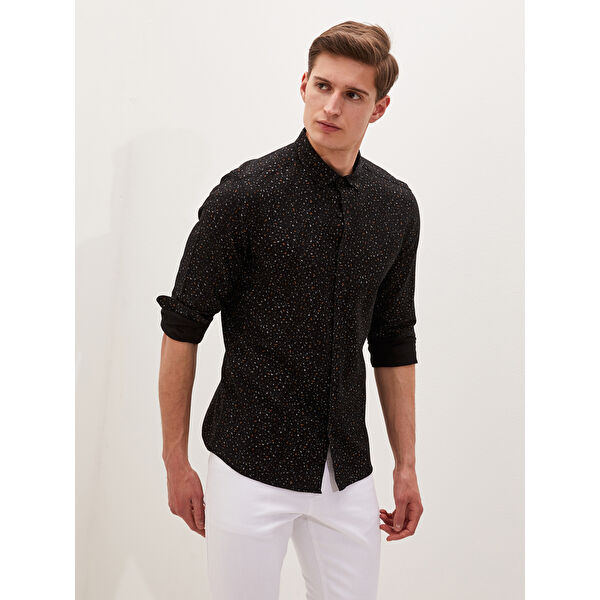 LCW VISION Slim Fit Uzun Kollu Desenli Erkek Gömlek LCW VISION Slim Fit Uzun Kollu Desenli Erkek Gömlek