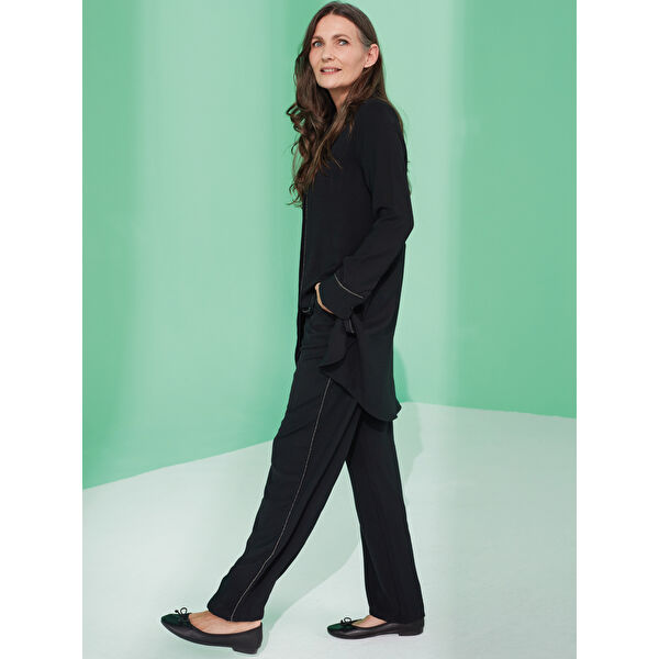 LCW GRACE Beli Lastikli Parlak Şerit Detaylı Pantolon