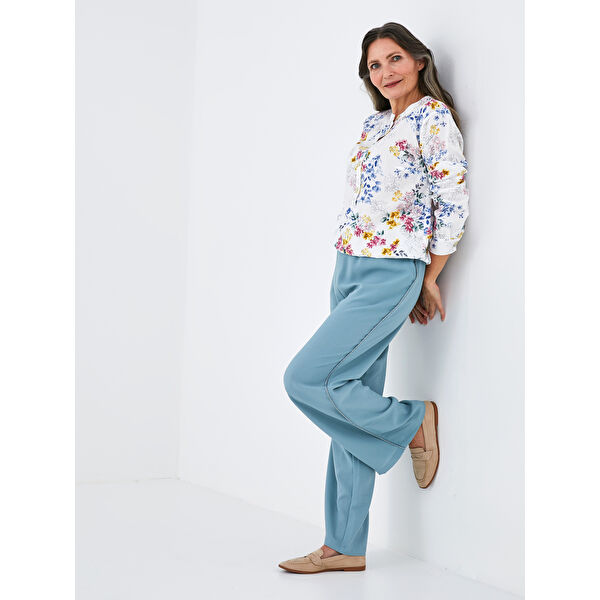 LCW GRACE Beli Lastikli Parlak Şerit Detaylı Pantolon