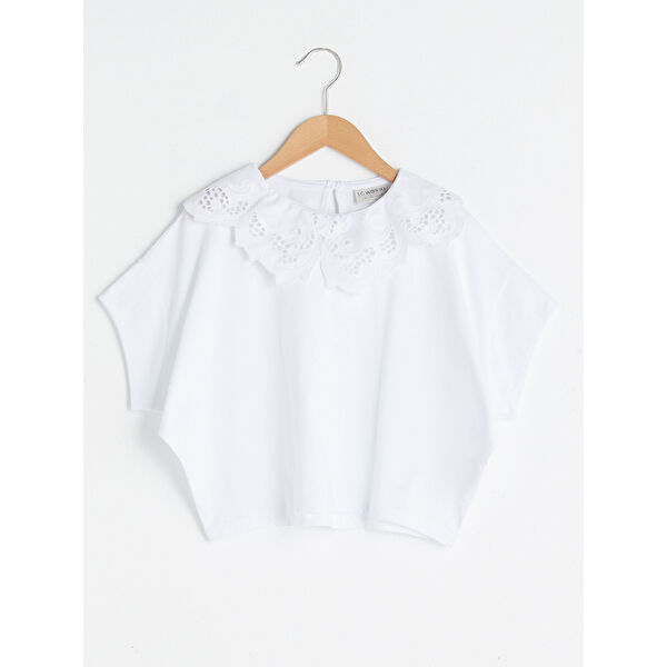Bisiklet Yaka Fisto Detaylı Basic Kısa Kollu Kız Çocuk Bluz