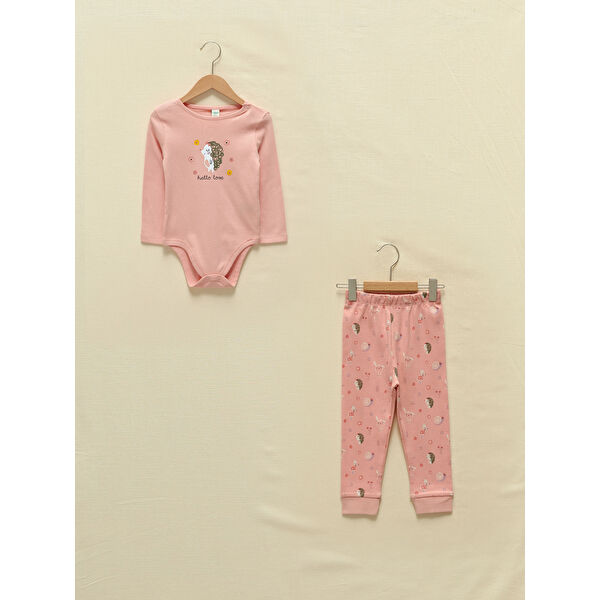 Bisiklet Yaka Uzun Kol Baskılı Organik Pamuklu Pijama Takımı