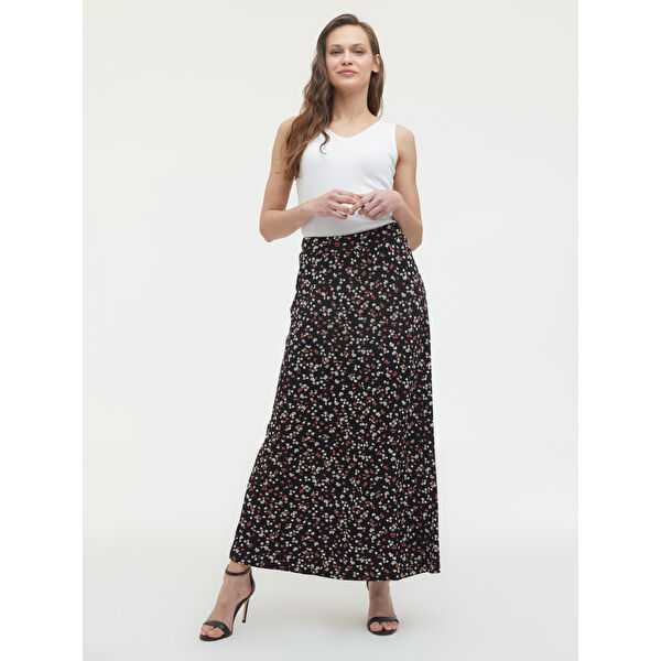 LCW GRACE Beli Lastikli Desenli Uzun Etek