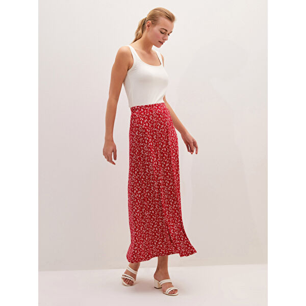 LCW GRACE Beli Lastikli Desenli Uzun Etek