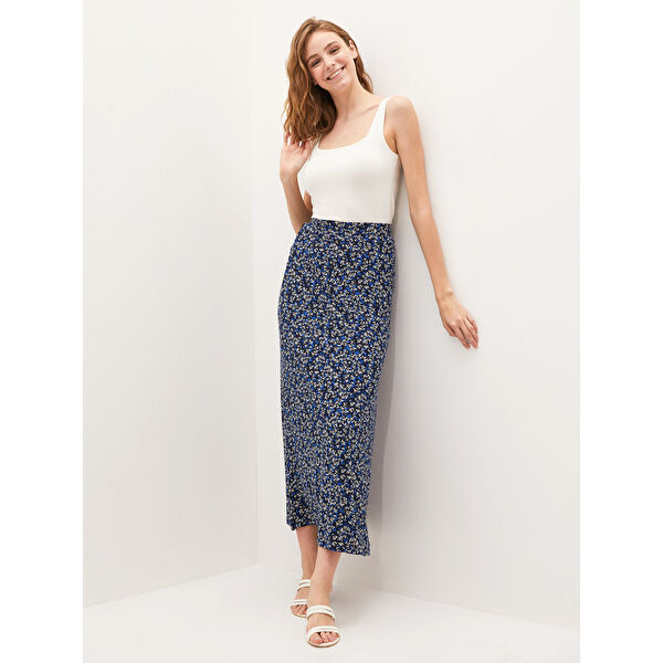 LCW GRACE Beli Lastikli Desenli Uzun Etek