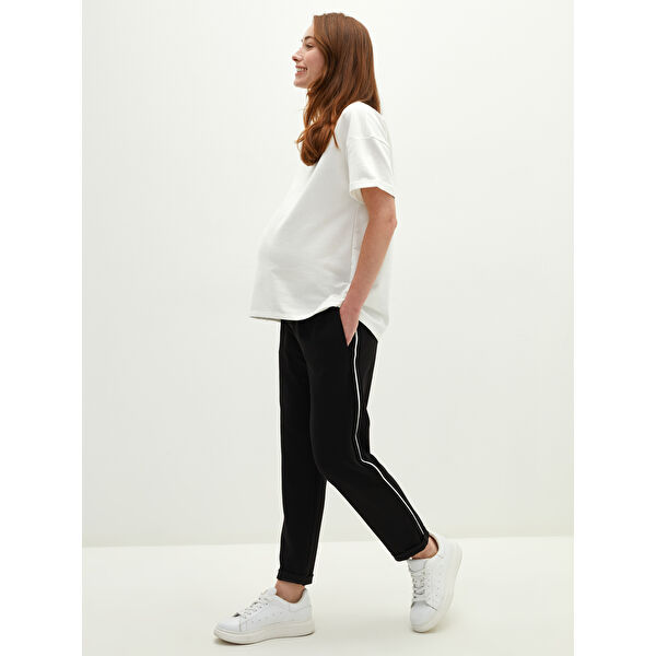 Beli Lastikli Karın Panelli Şerit Detaylı Hamile Jogger Pantolon Beli Lastikli Karın Panelli Şerit Detaylı Hamile Jogger Pantolon