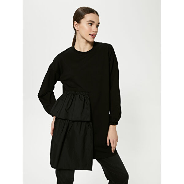 MODEST Bisiklet Yaka Fırfır Detaylı Uzun Kollu Kadın Tunik MODEST Bisiklet Yaka Fırfır Detaylı Uzun Kollu Kadın Tunik