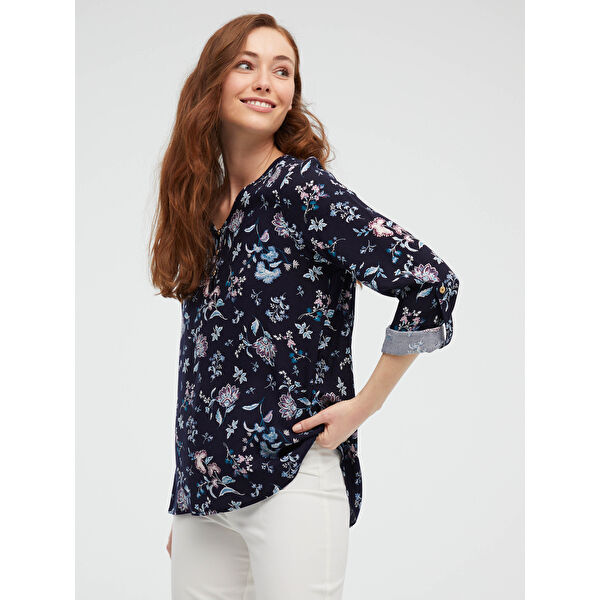 LCW GRACE Kaçık Yaka Çiçek Baskılı Poplin Bluz LCW GRACE Kaçık Yaka Çiçek Baskılı Poplin Bluz