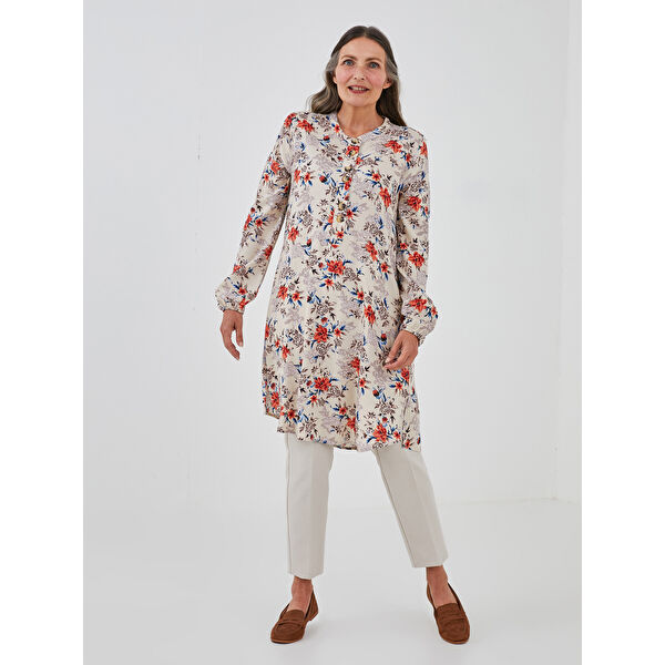 LCW GRACE Kaçık Yaka Çiçek Baskılı Viskon Tunik LCW GRACE Kaçık Yaka Çiçek Baskılı Viskon Tunik