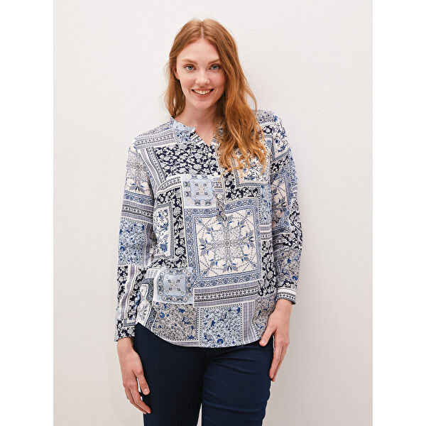 LCW GRACE Kaçık Yaka Çiçek Baskılı Poplin Bluz LCW GRACE Kaçık Yaka Çiçek Baskılı Poplin Bluz