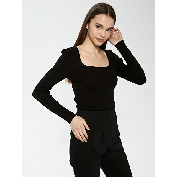 LCW VISION Kare Yaka Crop Triko Kazak