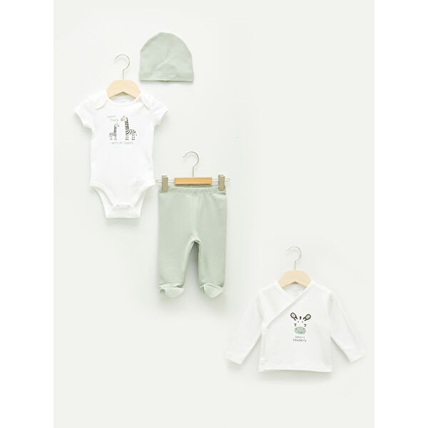 Baskılı Pamuklu Unisex Bebek Hastane Çıkış Seti