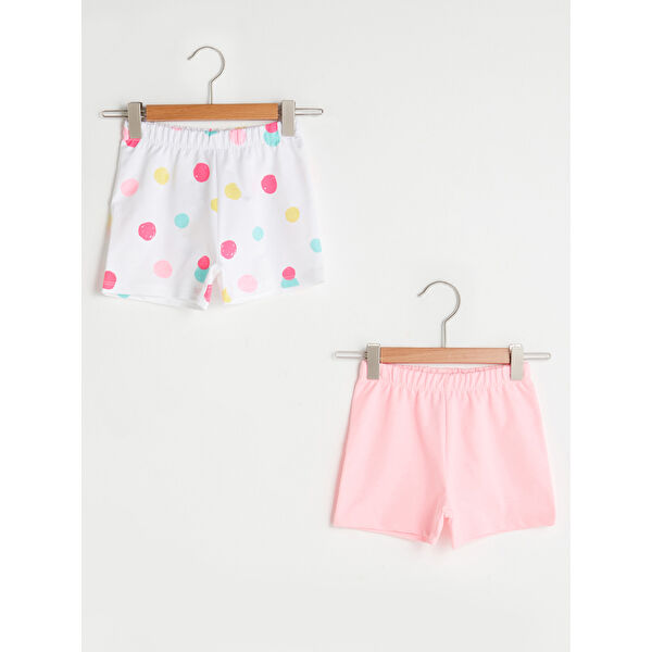 Beli Lastikli Pamuklu Kız Bebek Şort 2'li