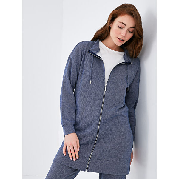 LCW CLASSIC Dik Yaka Fermuar Kapamalı Uzun Kollu Kadın Hırka