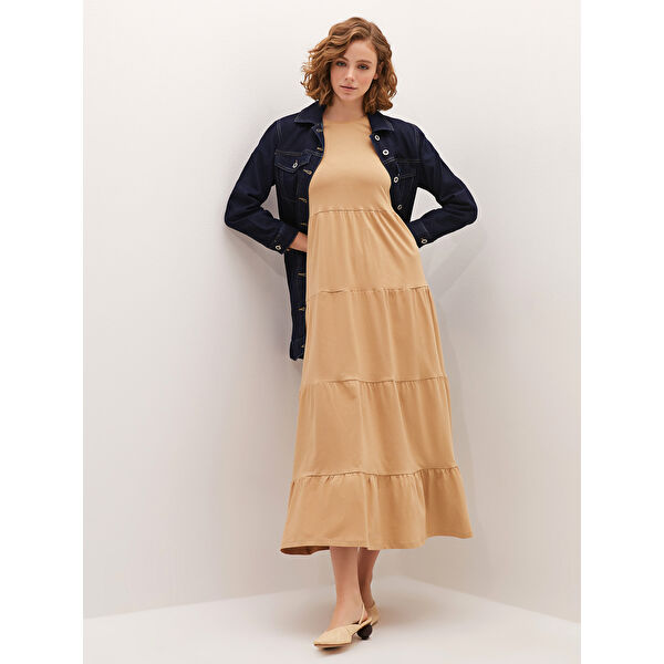 MODEST Bisiklet Yaka Fırfır Detaylı Uzun Kollu Kadın Elbise MODEST Bisiklet Yaka Fırfır Detaylı Uzun Kollu Kadın Elbise