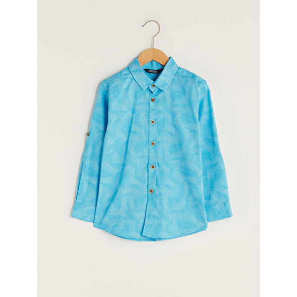 Desenli Uzun Kollu Poplin Erkek Çocuk Gömlek Desenli Uzun Kollu Poplin Erkek Çocuk Gömlek