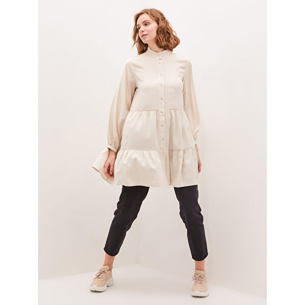 MODEST Hakim Yaka Fırfır Detaylı Uzun Kollu Kadın Tunik