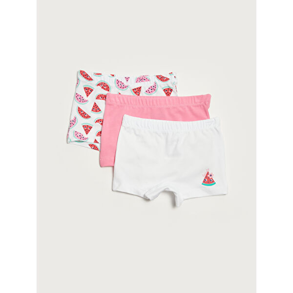 Beli Lastikli Pamuklu Kız Bebek Boxer 3'lü