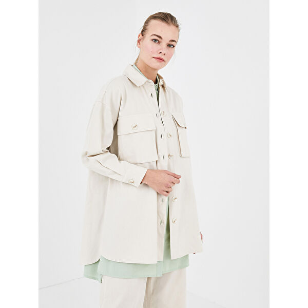 MODEST Gömlek Yaka Cep Detaylı Uzun Kollu Gabardin Kadın Tunik MODEST Gömlek Yaka Cep Detaylı Uzun Kollu Gabardin Kadın Tunik