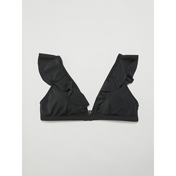 Fırfır Detaylı Düz Kadın Bikini Üst