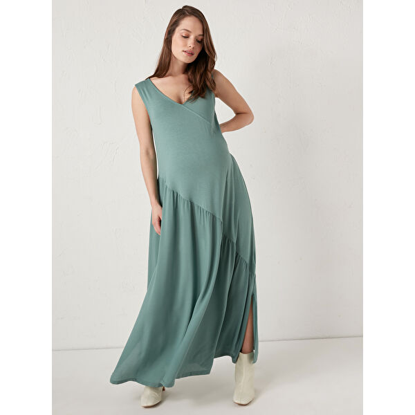 Hamile Fırfır Detaylı Viskon Elbise