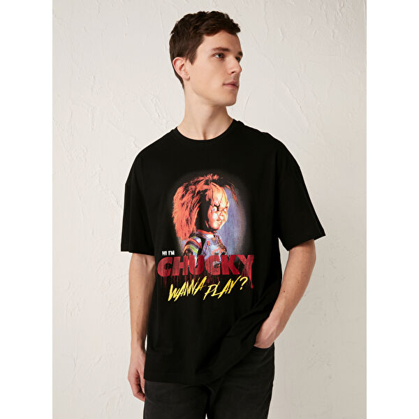 LCW CASUAL Oversize Kısa Kollu Chuck Baskılı Penye Tişört