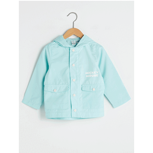 Kapüşonlu Uzun Kol Mickey Mouse Baskılı Erkek Bebek Mont