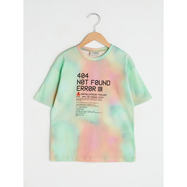 Bisiklet Yaka Yazı Baskılı Kısa Kollu Kız Çocuk Tişört