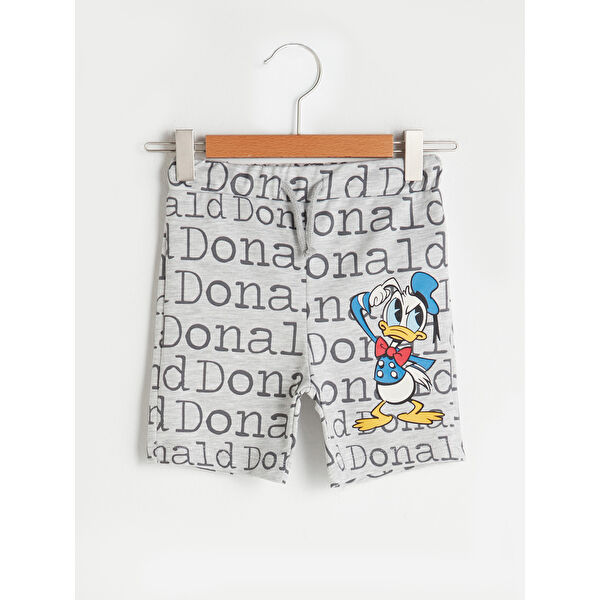 Beli Lastikli Donald Duck Baskılı Erkek Bebek Şort Beli Lastikli Donald Duck Baskılı Erkek Bebek Şort