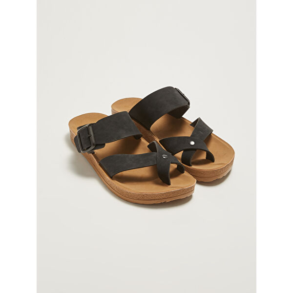 Çift Bantlı Toka Detaylı Erkek Terlik