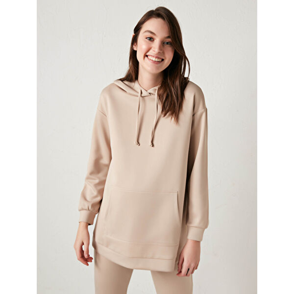 Kapüşonlu Düz Uzun Kollu Skuba Hamile Sweatshirt Kapüşonlu Düz Uzun Kollu Skuba Hamile Sweatshirt