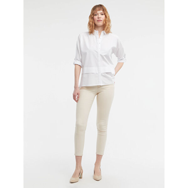 LCW CLASSIC Gizli Düğme Kapamalı Poplin Kadın Gömlek