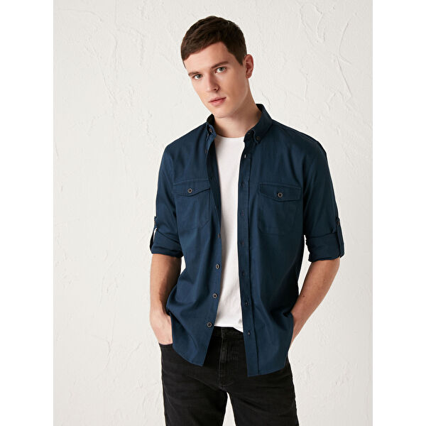 LCW BASIC Regular Fit Uzun Kollu Gabardin Gömlek