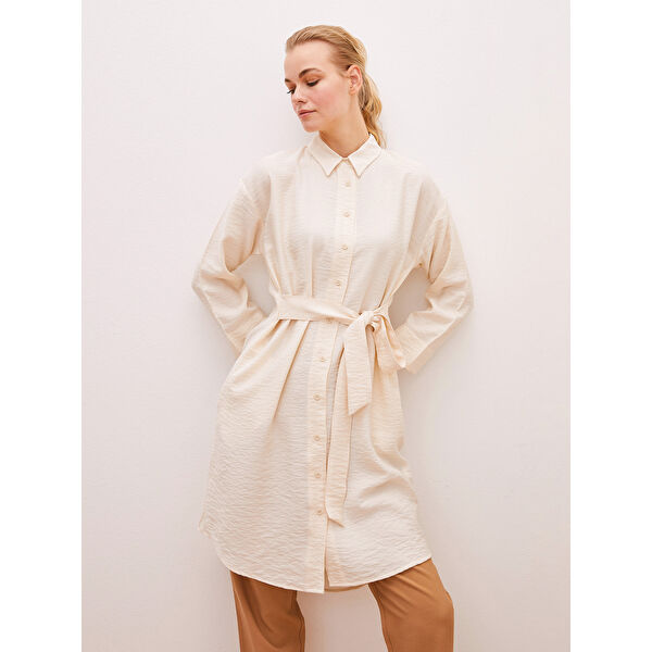 MODEST Gömlek Yaka Bağlama Detaylı Uzun Kollu Oversize Kadın Tunik MODEST Gömlek Yaka Bağlama Detaylı Uzun Kollu Oversize Kadın Tunik