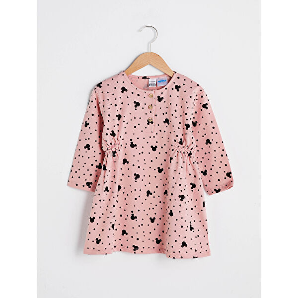 Bisiklet Yaka Uzun Kol Minnie Mouse Baskılı Kız Bebek Elbise Bisiklet Yaka Uzun Kol Minnie Mouse Baskılı Kız Bebek Elbise