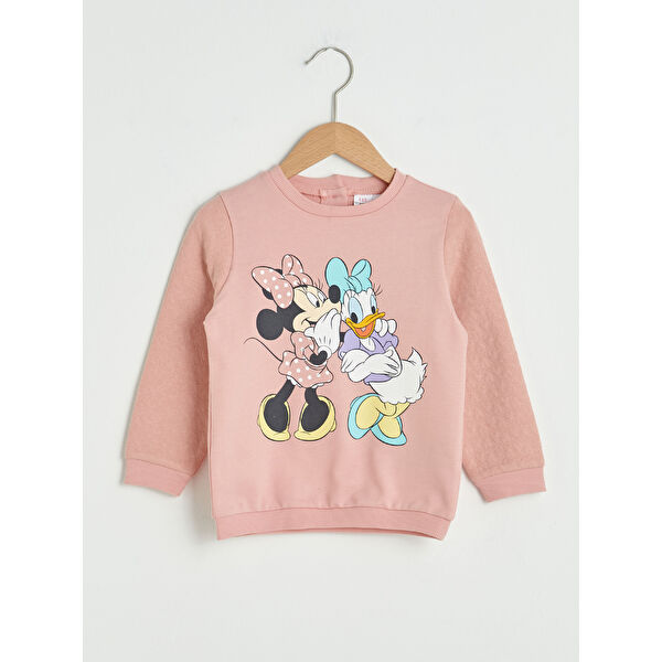 Bisiklet Yaka Uzun Kol Disney Baskılı Kız Bebek Sweatshirt