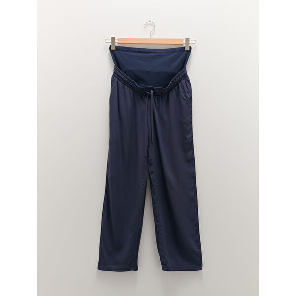 Karın Panelli Cep Detaylı Bol Paça Viskon Hamile Pantolon