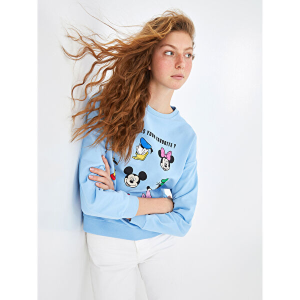 XSIDE Bisiklet Yaka Disney Baskılı Uzun Kollu Kadın Sweatshirt
