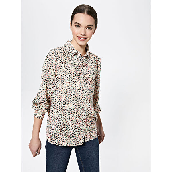 LCW CLASSIC Çiçek Baskılı Uzun Kollu Kadın Viskon Gömlek