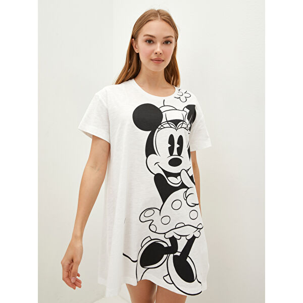 LCW DREAM Bisiklet Yaka Minnie Mouse Baskılı Kısa Kollu Pamuklu Kadın Plaj Elbisesi LCW DREAM Bisiklet Yaka Minnie Mouse Baskılı Kısa Kollu Pamuklu Kadın Plaj Elbisesi