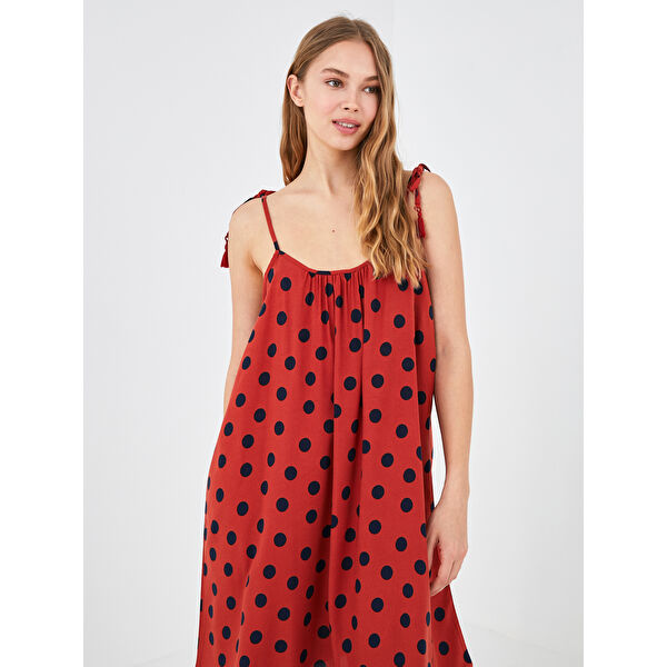 LCW DREAM İp Askılı Puantiyeli Vual Kumaş Kadın Plaj Elbisesi