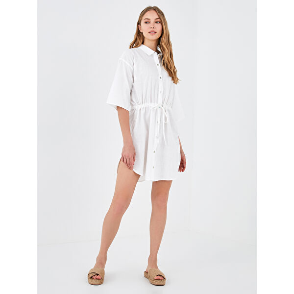 LCW DREAM Gömlek Yaka Düz Düğme Kapamalı Vual Kumaş Kadın Plaj Elbisesi LCW DREAM Gömlek Yaka Düz Düğme Kapamalı Vual Kumaş Kadın Plaj Elbisesi