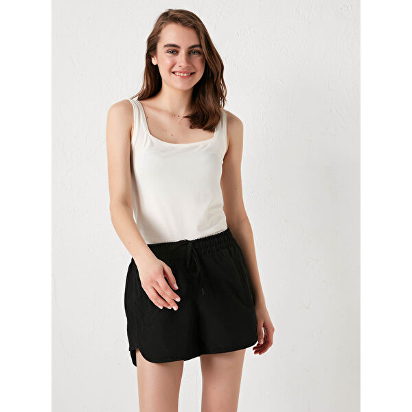 LCW DREAM Beli Lastikli Baskılı Poplin Kadın Şort