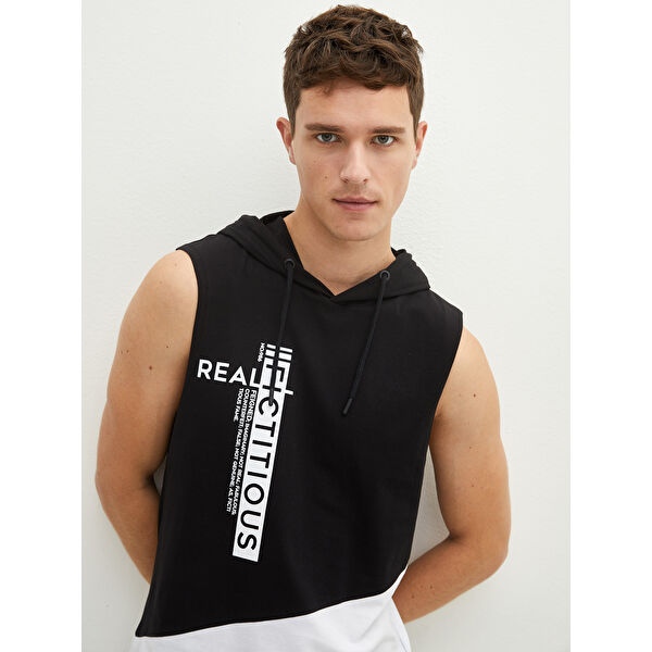 LCW CASUAL Kapüşonlu Baskılı Penye Erkek Atlet