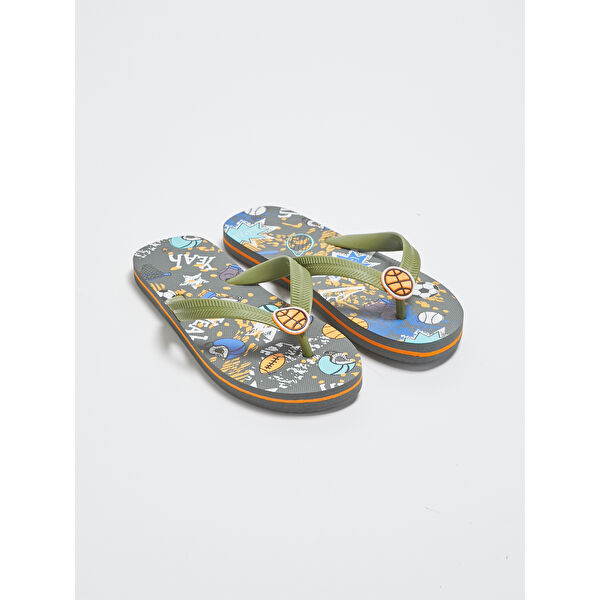 Baskılı Parmak Arası Erkek Çocuk Plaj Terliği