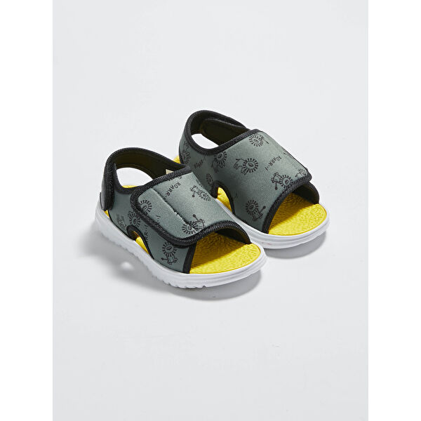 Erkek Bebek Baskılı ve Cırt Cırtlı Sandalet